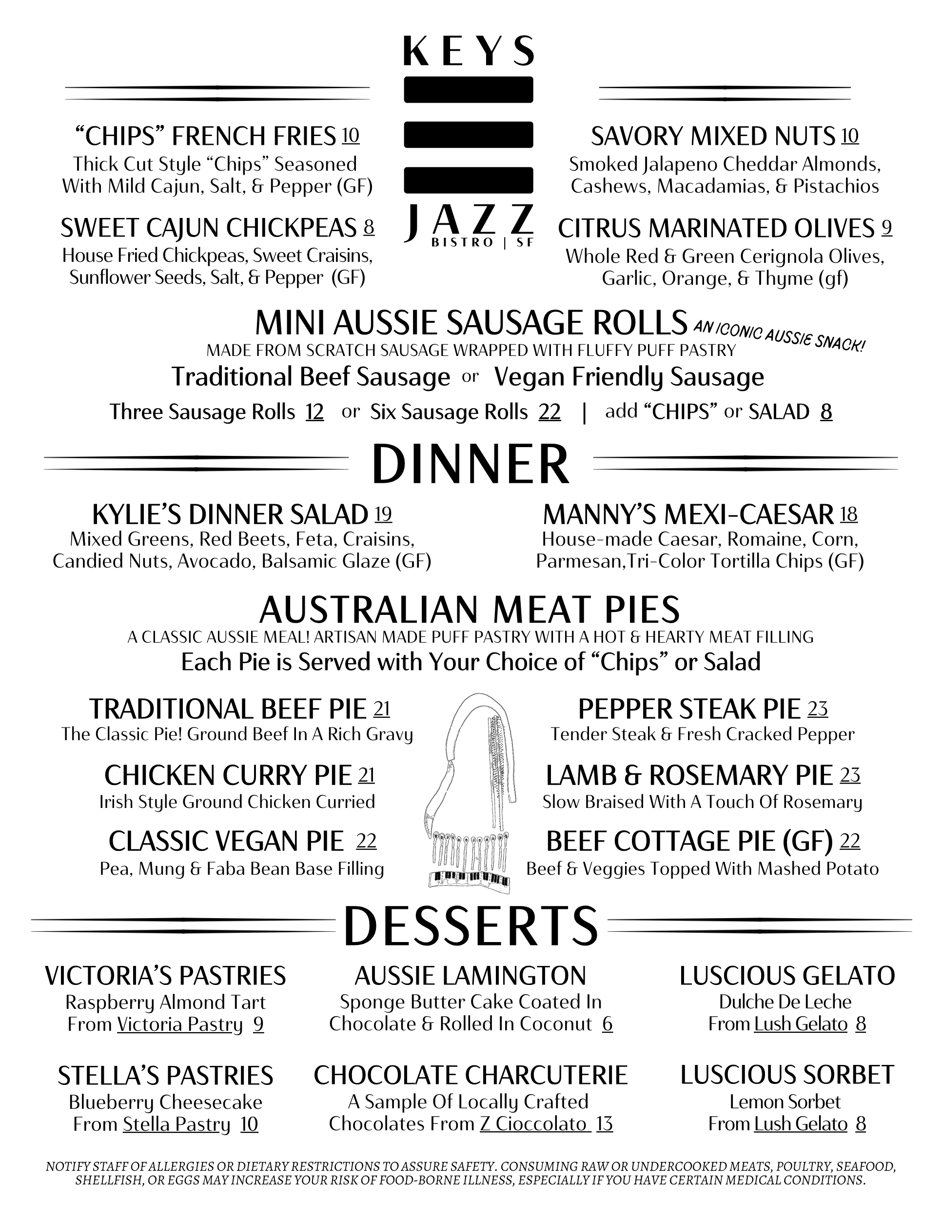 Menu – Keys Jazz Bistro